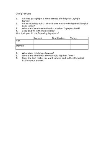 Reading Greek Y5 Going for Gold Greek Olympic | Teaching Resources