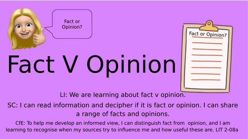 Reading - Fact V Opinion | Teaching Resources