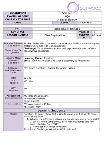 Dna Replication Teaching Resources