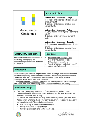 Measurements: One Activities | Senior Infants Bundle | Hands-On ...