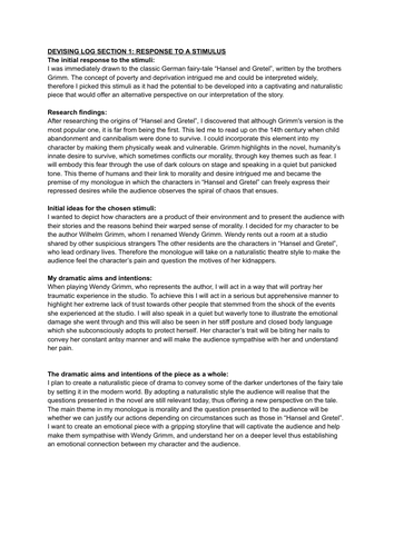 GRADE 9 GCSE AQA DRAMA MODEL DEVISING LOG | Teaching Resources GRADE 9 GCSE AQA DRAMA MODEL DEVISING LOG | Teaching Resources