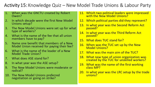 New Model Trade Unions & the origins of the Labour Party | Teaching ...