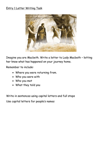 Macbeth Entry Level Letter Writing | Teaching Resources