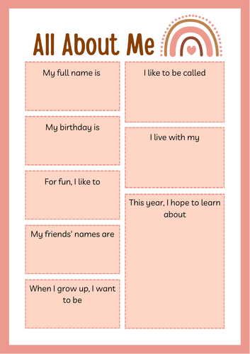 All about me profile EYFS/KS1 | Teaching Resources