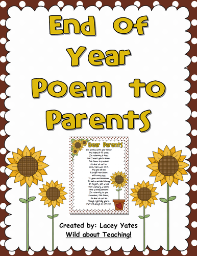 End of Year Poem to Parents-Freebie | Teaching Resources