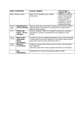 Writing Poetry Y5 Haiku | Teaching Resources