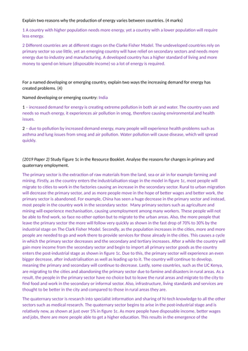 Igcse Geography Economic Activity And Energy Revision Notes Teaching Resources