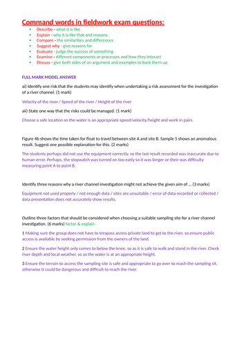 IGCSE Geography Rivers Fieldwork Revision Notes | Teaching Resources