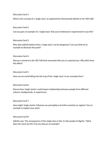 The Danger of a Single Story by Chimamanda Ngozi Adichie | Teaching ...