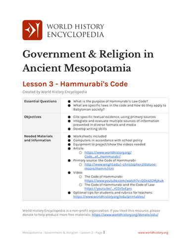 Mesopotamia: Government & Religion | Teaching Resources