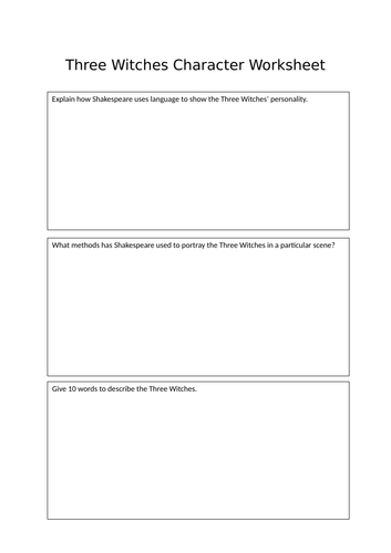Macbeth Character Worksheets | Teaching Resources