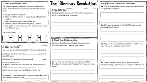 The Glorious Revolution - King William III & Queen Mary II | Teaching ...