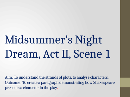 Midsummer Night's Dream Act II scene 1 | Teaching Resources