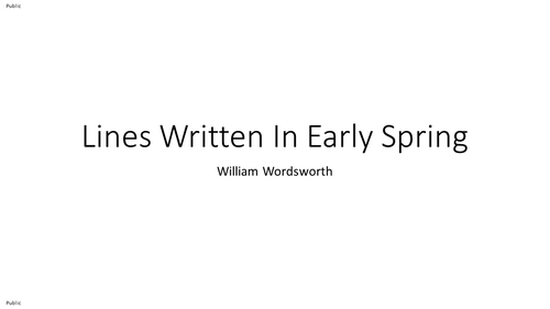 Lines written in early spring By Wlilliam Wordsworth. Part of the ...