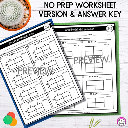 2 Digit by 2 Digit Multiplication Grid Method / Area Model Google ...