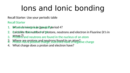 Ions, Ionic bonding and their properties: AQA 9-1 | Teaching Resources