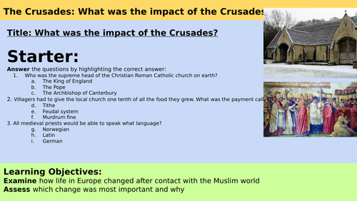 Key Stage 3: The Crusades!!! 4x1hr Lessons | Teaching Resources