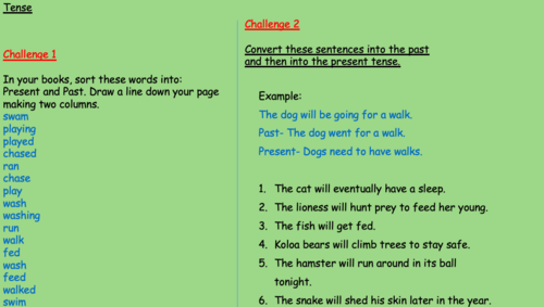 Present and Past Tense | Teaching Resources