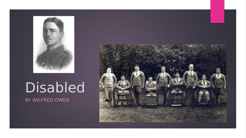 Disabled by Wilfred Owen | Teaching Resources