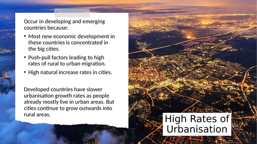 IGCSE Geography Edexcel Urban Environments Lesson 2 Urbanisation and ...