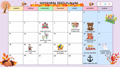Monthly Calendar 2023-2024 EYFS KS1 | Teaching Resources