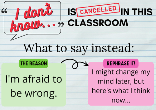 "I don't know" and what to say instead display | Teaching Resources