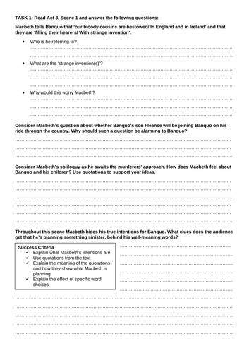 Macbeth KS3 full SOW | Teaching Resources