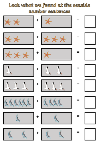 EYFS Seaside Number Sentence Sheet | Teaching Resources