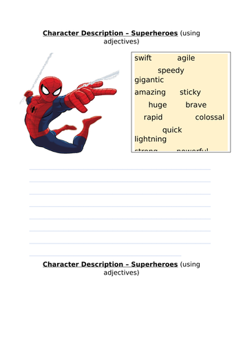 Superheroes + Villains Character Description | Teaching Resources