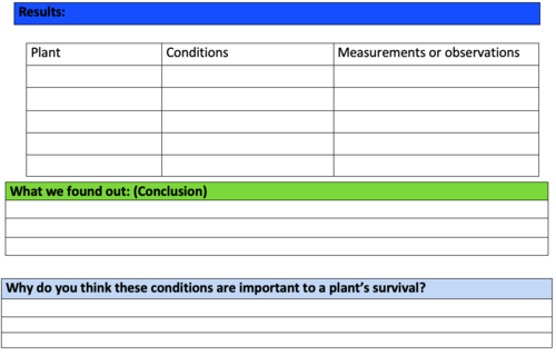 What plants need to grow - Science Investigation Planning Sheet ...