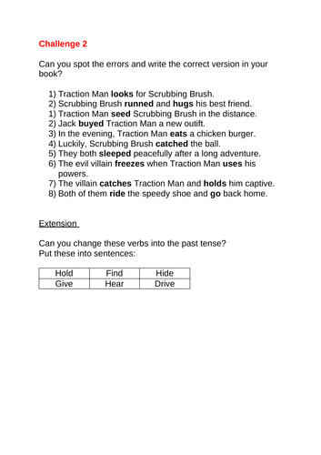 Traction Man- Tenses (KS1) | Teaching Resources