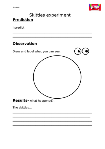 Skittles Experiment Worksheet | Teaching Resources