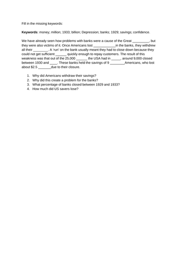 USA 1918-41-3.2 The impact of the Great Depression | Teaching Resources