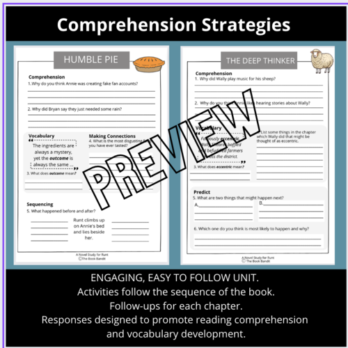 RUNT by Craig Silvey NOVEL STUDY and Reading Comprehension | Teaching ...