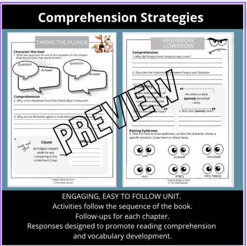 RUNT by Craig Silvey NOVEL STUDY and Reading Comprehension | Teaching ...