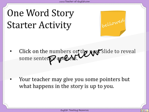 One Word Story Starter Activity | Teaching Resources
