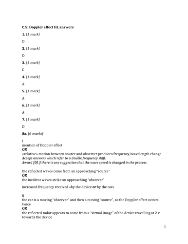 IB DP Physics: Question book C.5 Doppler effect HL (first exams 2025 ...