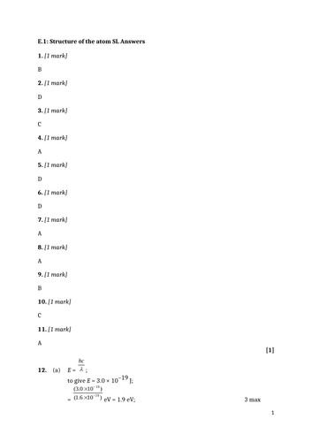 IB DP Physics: Question book E.1 Structure of the atom SL (first exams ...