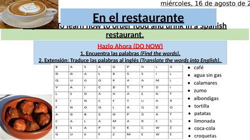 Beginners Spanish - En el restaurante | Teaching Resources