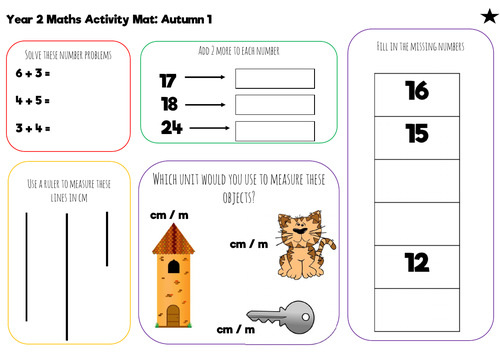 Differentiated Year 2 maths activity mats: Autumn 1 | Teaching Resources