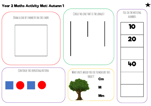 Differentiated Year 2 maths activity mats: Autumn 1 | Teaching Resources