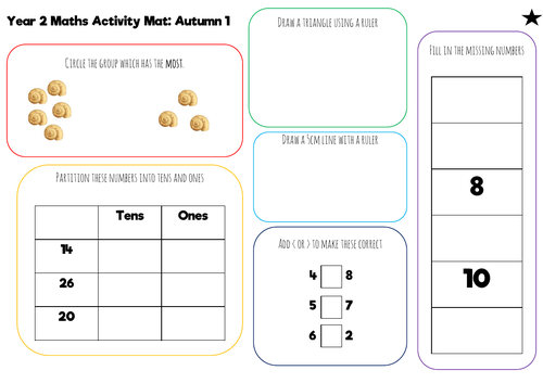 Differentiated Year 2 maths activity mats: Autumn 1 | Teaching Resources