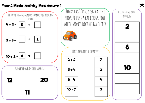 Differentiated Year 2 maths activity mats: Autumn 1 | Teaching Resources
