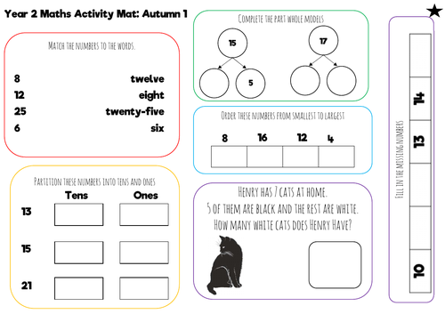 Differentiated Year 2 maths activity mats: Autumn 1 | Teaching Resources