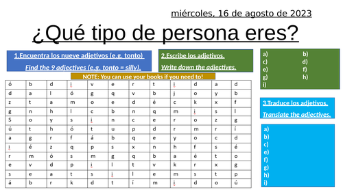 Qué tipo de persona eres? Adjectives Worksheet (answers included ...
