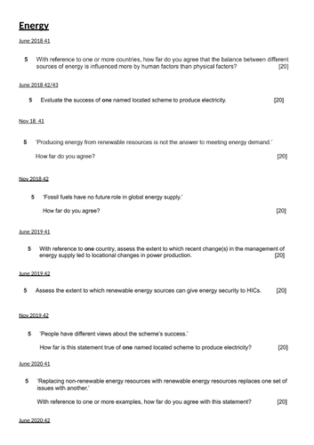Paper 4 exam questions categorised Cambridge International A level ...