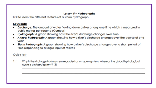 Hydrology and Geomorphology CIE Cambridge A level | Teaching Resources
