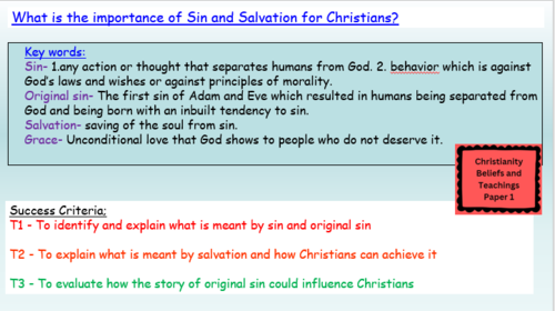 AQA Christianity: Sin and Salvation | Teaching Resources