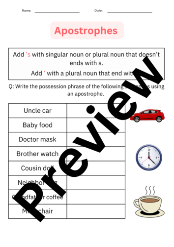 Printable contraction Apostrophe Grammar Worksheets for grade 1, 2, 3 ...