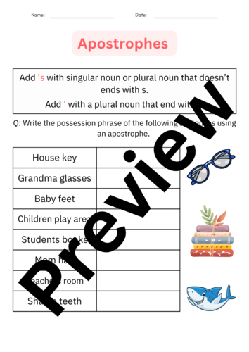 Printable contraction Apostrophe Grammar Worksheets for grade 1, 2, 3 ...